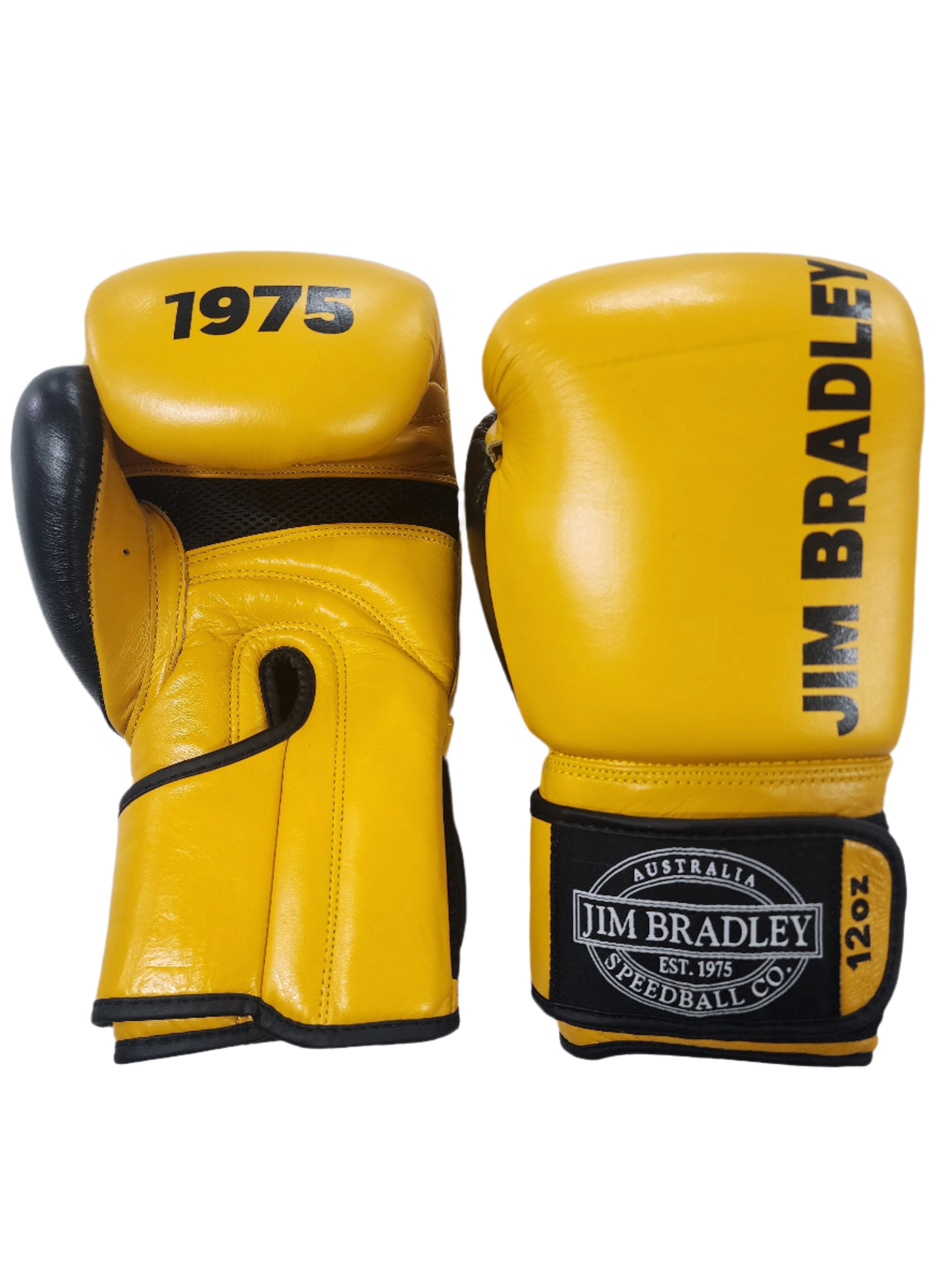 1975 Boxing Gloves - Yellow/Black – Jim Bradley Speedball